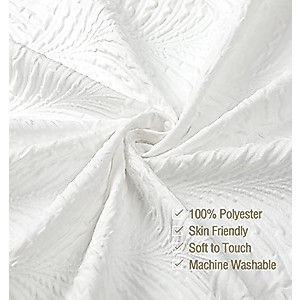 Gibelle White Shower Curtain for Bathroom, 3D Embossed Textured Fabric Shower Curtain, Modern Farmhouse Chic Soft Cloth Shower Curtain Set with Hooks, 72x72