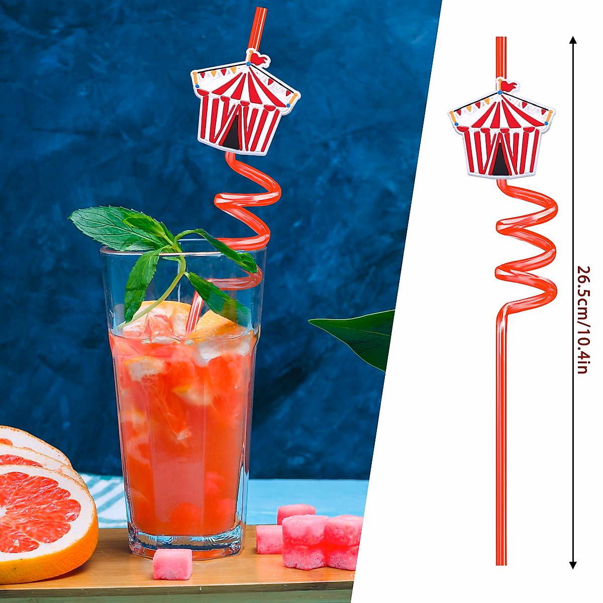 Carnival Circus Party Favors Carnival Straws 24pcs Circus Carnival Party Decorations Supplies Carnival Circus Plastic Straws Carnival Goodie Bags Stuffers for Carnival Birthday Party Supplies