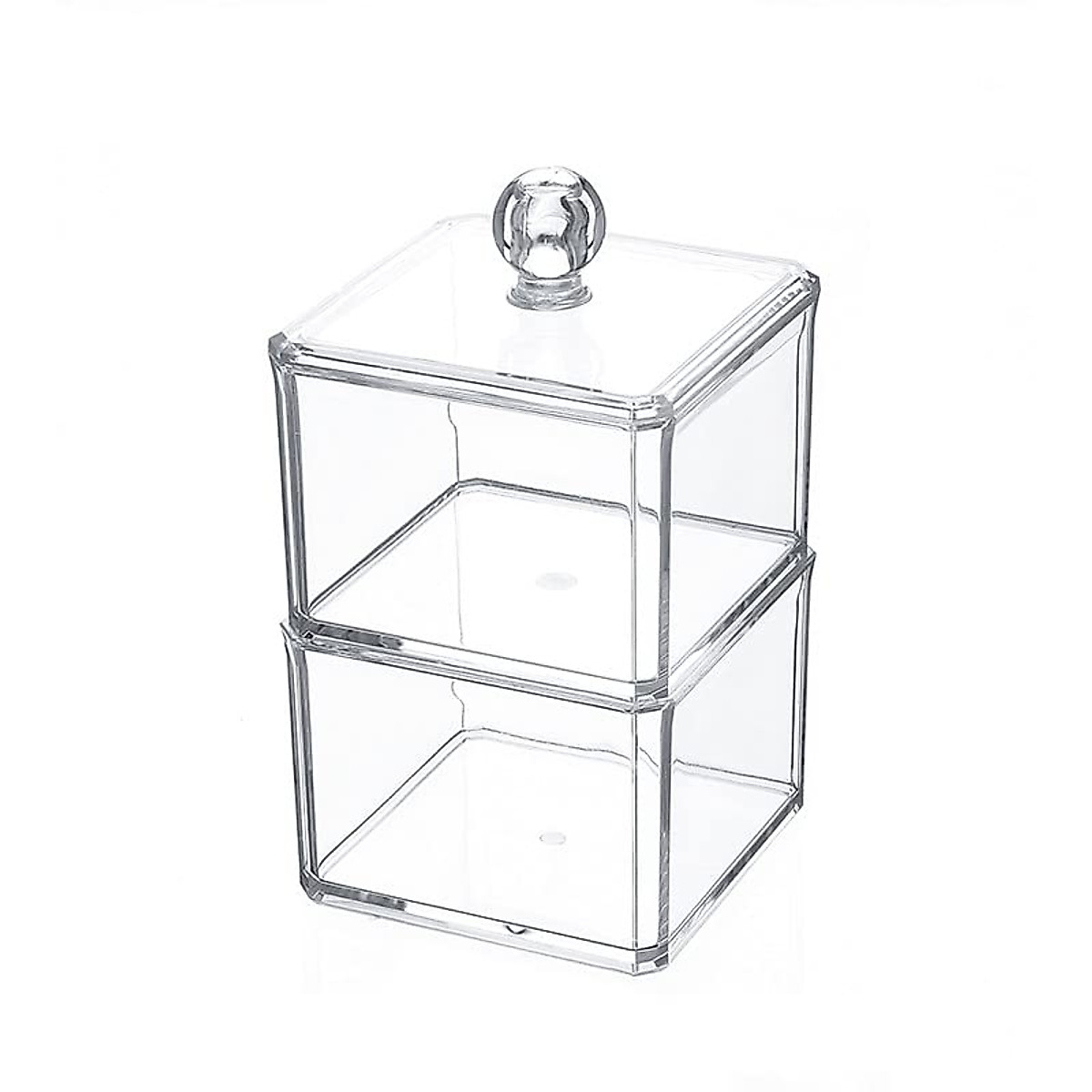 Square Stackable Organizer Acrylic Cotton Ball Holder Q-tip Holder Bathroom Swab Pad Dispenser