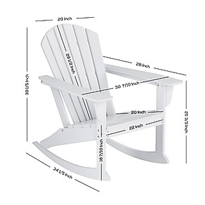 WestinTrends Dylan Outdoor Rocking Chair, All Weather Poly Lumber Seashell Adirondack Rocker Chair, 350 Lbs Support Patio Rocking Chairs for Porch Garden Backyard and Indoor, Turquoise