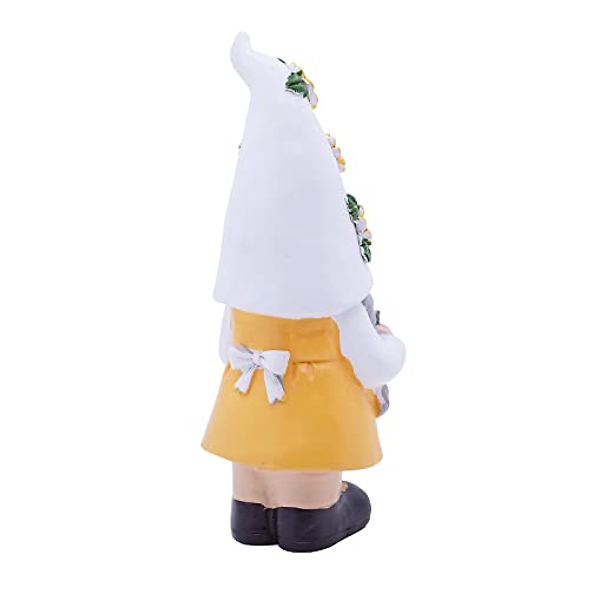 Lerrio & Bifeen Spring Garden Gnomes Figurines Decor 9.5 inch, Carved with Welcome, Sunflower Hat Yellow Dress Gnomes for Spring Gnomes Garden Yard Decorations