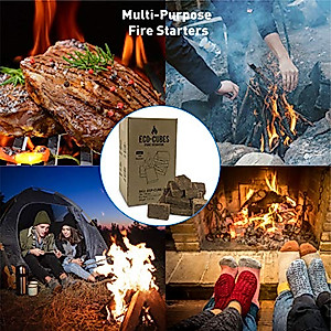 Eco Cubes Fire Starter Squares – Great Fire Starters for Wood Stove, Fireplace, Charcoal Grill – Quantity 168