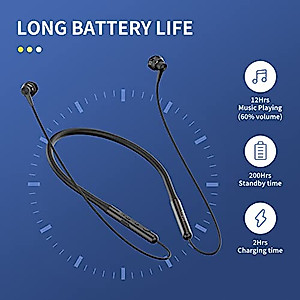 Hrbzo Neckband Wireless Headphones Around The Neck Bluetooth Earbuds Wireless 10 mm Drivers Foldable & Lightweight Build- Black