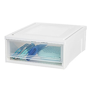 IRIS USA, Inc. 591059 IRIS USA, BC-500S, Shallow Box Chest Drawer, 4 Pack, White, 22 Quart