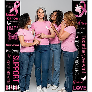 Breast Cancer Awareness Porch Sign-Hope Love Cure Party Supplies Pink Ribbon Door Banner Women October Breast Cancer Month Decorations for Home