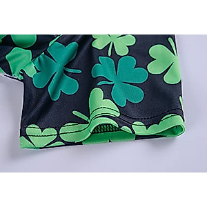 St. Patrick's Day Scrub Tops Women Cute V-Neck Green Shamrocks Printed Working Uniforms Shirt 2 Pockets Holiday Tshirt
