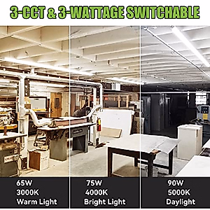 hykolity 8FT LED Vapor Tight Light, 65/75/90W Vapor Light Fixture, [4-lamp F32T8 Equiv.] 3000K/4000K/5000K CCT Selectable, 130lm/W, Waterproof Shop Light for Parking Carport Car Wash, 2 Pack