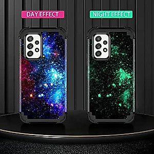 Miqala for Galaxy A53 5G Case,Glow in The Dark Three Layer Shockproof Hard Plastic+Silicone Rubber Protective Case for Samsung Galaxy A53 5G,Blue Sky