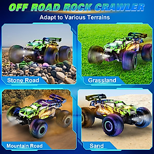 PHYWESS Remote Control Car, RC Cars Kids Toys for Boys 5-7, 2.4Ghz RC Truck Toys for Girls, Off Road Monster Truck Toys with Headlights & Car Body Lights, 20 KM/H RC Crawler Toy Cars for Kids