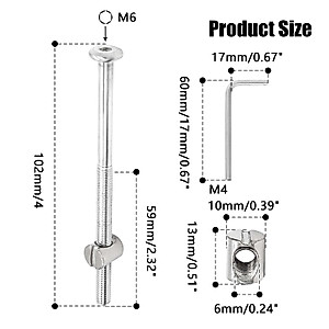 Biaungdo 12 Pcs M6 x 100mm Bunk Bed Bolts, Hex Drive Socket Furniture Barrel Screws Bolt Nuts Furniture Crib Baby Bed Bolt with Wrench(White)