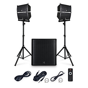 PRORECK Club 4000 18-inch 4000W P.M.P.O Stereo DJ/Powered PA Speaker System Combo Set Line Array Speaker and 18 inch Active Subwoofer with Bluetooth/USB/SD Card/Remote Control