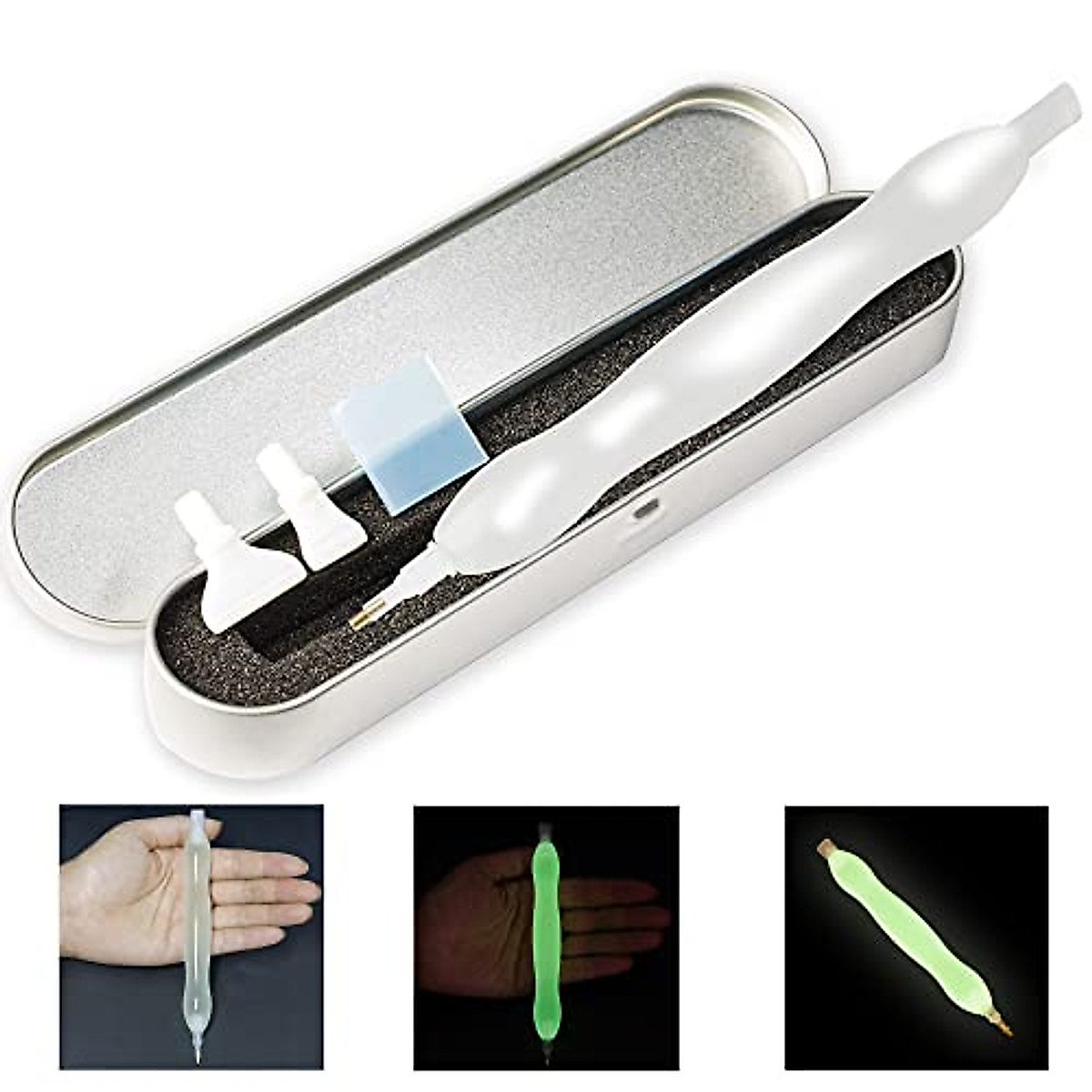 Glow in the Dark Diamond Painting Pen for Diamond Painting Tools and Accessories, Rhinestone Picker Tool Diamond Pen for Quick Stick Pen Diamond Painting Accessories Pens Diamond Art Pens,Yellow Green