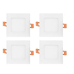 Westgate Lighting 15W 6 Inch Ultra Thin Slim Recessed Lighting Kit Square Shaped Dimmable LED Retrofit Downlight - External Junction Box Included - (4 Pack 4000K Neutral White)