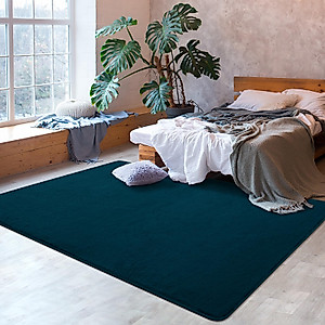 Softlife Navy Blue Rugs for Living Room, 5x7 Washable Area Rug for Bedroom, Soft Fluffy Fuzzy Carpet Bedside Rug Indoor Non-Slip Rug for Kids Home Decor Aesthetic Dorm Nursery