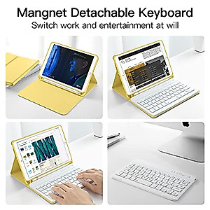 GUDOU Bluetooth Keyboard Smart Case for iPad 7th/8th/9th Generation 10.2 inch,Detachable iPad Keyboard Case with Pencil Holder,Auto Sleep/Wake (Yellow)