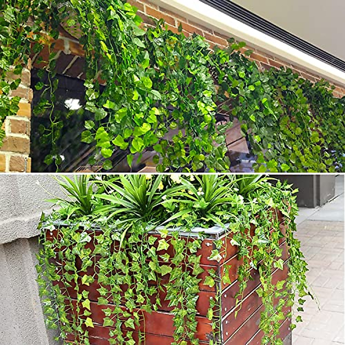 Zuvas 36 Pcs 252Ft Vines - Fake Vines Leaves, Artificial Ivy Garland, Hanging Vines - Vine Plants with Cable Tie - Fake Ivy for Wedding Party Garden Greenery Decor Outdoor Indoor Wall Decoration