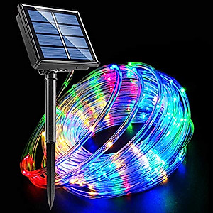 Dippvet Solar Rope Lights Solar Powered String Lights 40FT 120 LEDs 8 Modes Fairy Lights Outdoor Decoration Lighting for Garden Patio Party,Weddings,Christmas Décor Multi-Color