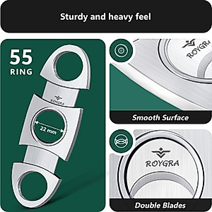 roygra Cigar Cutter 2 Pack, Stainless Steel Double Blade Guillotine (Silver)