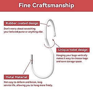 Purse Hanger Purse Organizer for Closet,S Hooks Twist Design Bag Hanger ,Closet Rod Hooks for Hanging Handbags,Purses,Belts,Scarves,Hats,Clothes,Pots and Pans. (8, White)