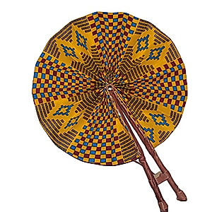 African Fabric Folding Fan: Church, Ankara, Multicolor, kente, Leather, Wedding, Sports, and Pouch Included