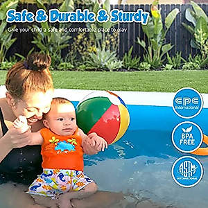 PartyGears Inflatable Swimming Pool for Kids, 120" X 72" X 22" Family Full-Sized Inflatable Kiddie Lounge Pool for Adult & Ages 3+,Good for Outdoor, Garden, Backyard Use, Blue