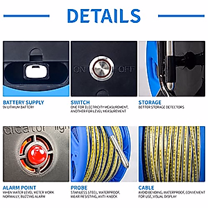 Water Level Meter Water Depth Gauge Water Level Gauge with Fixed Probe and Steel Tape for Water Well Measurement (100m)