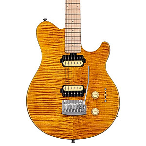 Sterling by Music Man 6 String Solid-Body Electric Guitar, Right, Trans Gold (AX3FM-TGO-M1)