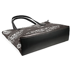 MNSRUU Tote Bag for Women Butterfly Skull Black Shoulder Bag Big Capacity PU Leather Handbag