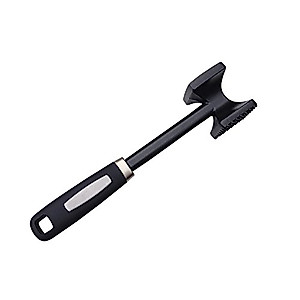 ﻿﻿Checkered Chef Meat Tenderizer Hammer - Dishwasher Safe Metal Kitchen Mallet for Tenderizing Chicken, Beef, Pork & Nuts with Non-Slip Grip