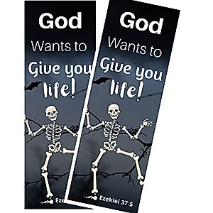 100 Count Bulk Pack Skeleton Halloween Alternative Bookmarks, Christian Handouts, Bible Verse, Scripture, Trunk or Treat Ideas, Fall Festival, Gospel Tracts