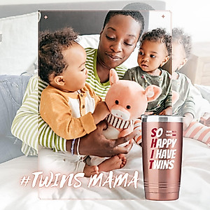 Twin Mom Gifts - So Happy I Have Twins - Funny Twin Mom Gifts, Mom of Twins Gifts, Funny Gag Gifts for Twins Mom, Wife, Mom of Twins, Onebottl Tumbler 20Oz, Rose Gold