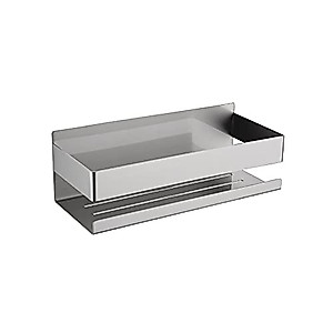 ZSFBIAO Metal Bathroom Shelf Stainless Steel Shower Shelf No Drilling Required Organizer Wall Mount Shampoo Rack Self Adhesive Kitchen Wall Floating Shelves (Color : A)