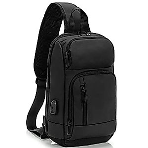KINGSLONG Waterproof Sling Backpack Bag for Men Women with USB Charging Port, Crossbody Daypack Casual Chest bag Rucksack Shoulder backpack for Hiking Outdoor Travel Cycling Camping