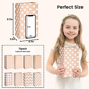 HONEYGIFTS 72PCS Paper Lunch Bags, 4.7" x 3.1" x 8.7" Small Paper Bags Bulk, Brown Lunch Bags For Kids, Treat Bags Goodie Bags For Birthday Party Wedding