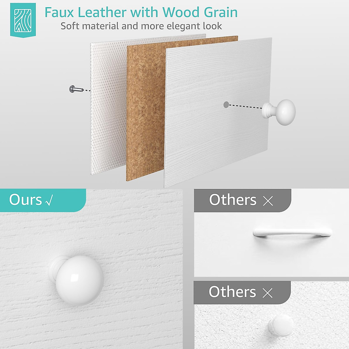 BOLUO White Night Stand with Drawers 3 Drawer Dresser for Bedroom, Tall Nightstand for Closet Dorm Modern Bedside Table