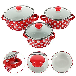 STOBAZA Enamel Stock Pot with Lid, Retro Cooking Pot for Stove Non Stick Soup Pot Induction Pasta Pot Vintage Soup Pot with Handles for Induction Cookers Gas Stove