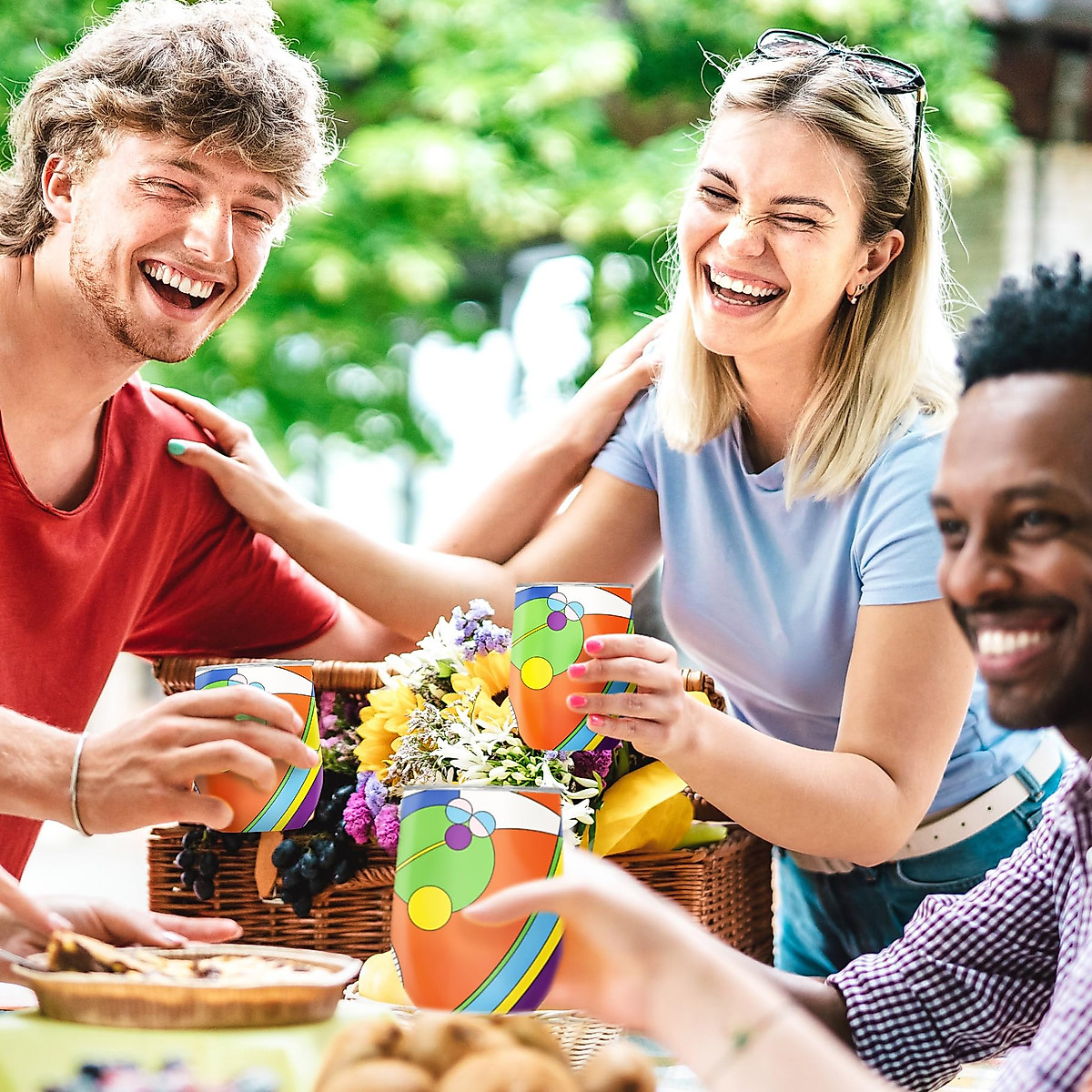 RainCaper 18/8 Stainless Steel Insulated Water Tumbler with Straw | 24oz, BPA-Free, Double Wall for Hot & Cold | Travel-Friendly, Cup Holder Ready (Frank Lloyd Wright March Balloons)