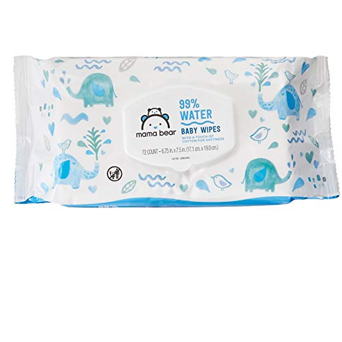 Amazon Brand - Mama Bear 99% Water Baby Wipes, Hypoallergenic, Fragrance Free,72 Count (Pack of 6)
