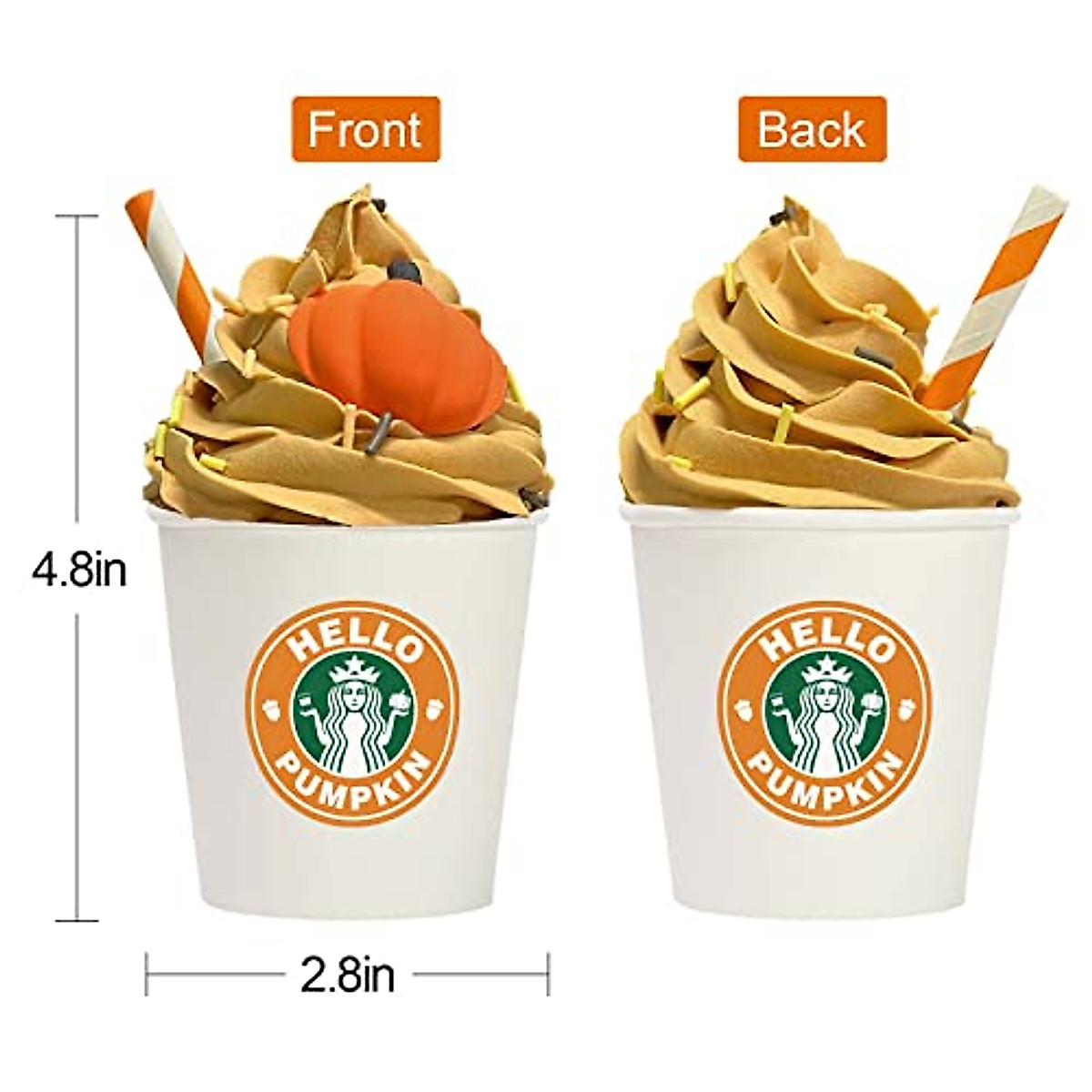 Fall Decor - Fall Decorations for Home - 2 Pack Mini Pumpkin Spice Latte Cups with Faux Whipped Cream - For Autumn Tiered Tray Thanksgiving Farmhouse Table - Gifts for Women Warming Gifts New Home