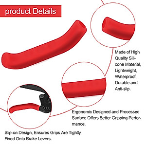 Estink Bicycle Brake Lever case, Mountain Bike Brake Handle Cover, Non Slip Silicone Handlebar Sleeve for Bicycle BMX Cycling, 1.3 x 7.5 cm(Red)