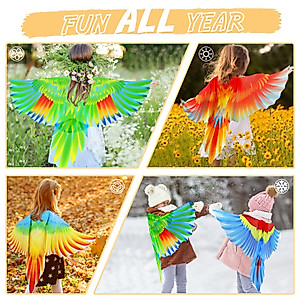 IROLEHOME Bird-Wings-Costume for Kids Dress Up Pretend Play with Bird-Mask, Boys Girls Eagle-Parrot Owl-Costume Halloween Party Favors