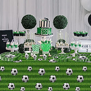 APOWBLS Soccer Birthday Party Supplies - Soccer Party Decorations Dinnerware, Plates, Cups, Napkins, Tablecloth, Cutlery, Straw, Sports Theme Soccer Birthday Party Decorations Tableware | Serve 24