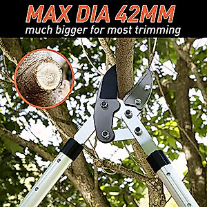 Colwelt Extendable Anvil Loppers, Branch Cutter with Compound Action, Chops Thick Branches Ease, 27-41'' Heavy Duty Telescopic Ratchet Anvil Loppers, 2 Inch Clean Cut Capacity