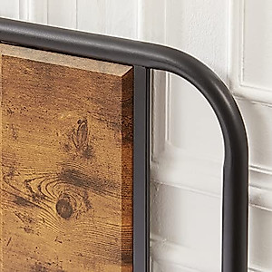 VECELO Full Size Platform Bed Frame with Wood Headboard/Mattress Foundation/Premium Steel Slats Support/No Box Spring Needed,Brown(Industrial)