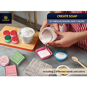 HUMRAN LLC Large Soap-Making Kit - Suitable for Adults, Kids, and Beginners - Incl. Dry Herbs - Soap Maker with Powdered Colors and Different molds - Great Gift idea