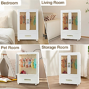 QudraKast Pet Wardrobe Closet, Dog Closet - Stackable Storage Bins with Doors, Wheels, and Hanging Rods - Stackable Drawers Closet - Pet Accessories, Dog Toys, Pet Clothes