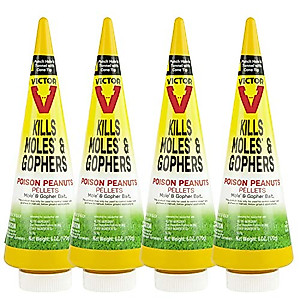 Victor M6006 Outdoor Mole & Gopher Poison Peanuts - Mole and Gopher Bait Killer - 4 Pack