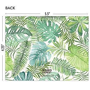 Koko Paper Co Tropical Palm Leaves Thank You Cards | 25 Flat Note Cards and Envelopes | Printed on Heavy Card Stock.
