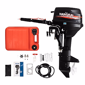 Outboard Motor, 12HP 2-Stroke Engine Fishing Boat Motor Water-Cooling System,CDI Ignition System Durable Cast Aluminum Construction (12HP, 2-Stroke)