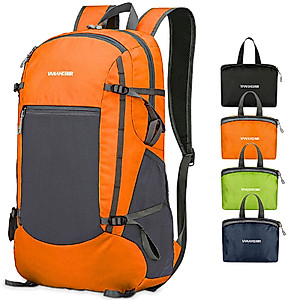 Roucerlin 30L Packable Ultra Lightweight Travel Hiking Backpack, Waterproof Camping Backpack, Large Durable Fodable Gym BackPack (Orange)